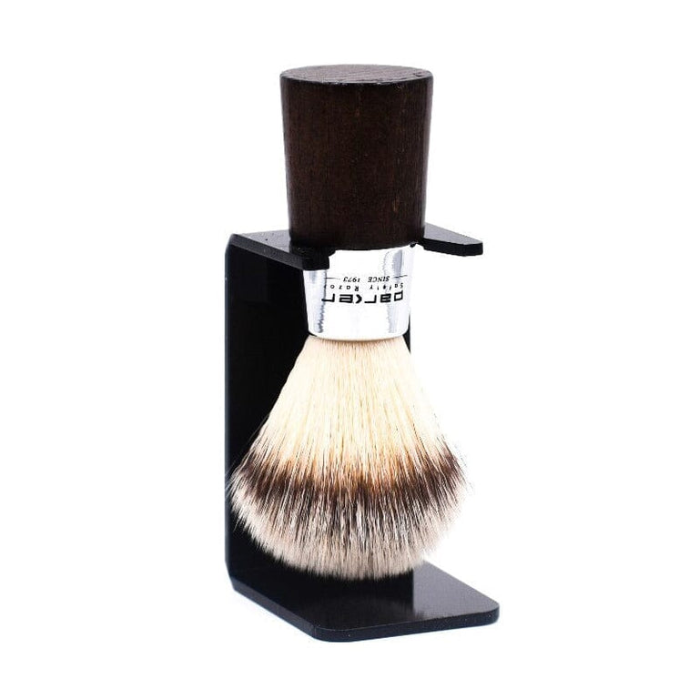 Parker Synthetic Shave Brush and Stand, Walnut/Chrome Handle – Fendrihan