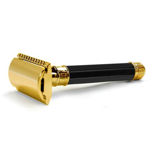 Edwin Jagger Classic Safety Razor with Gold Finish, Ebony Octagonal Ha ...