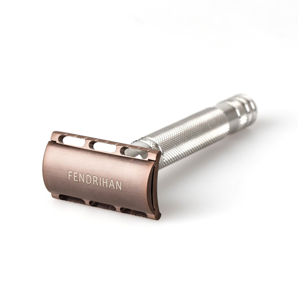 Fendrihan Stainless Steel Safety Razor with Bronze PVD Coated Head, Li