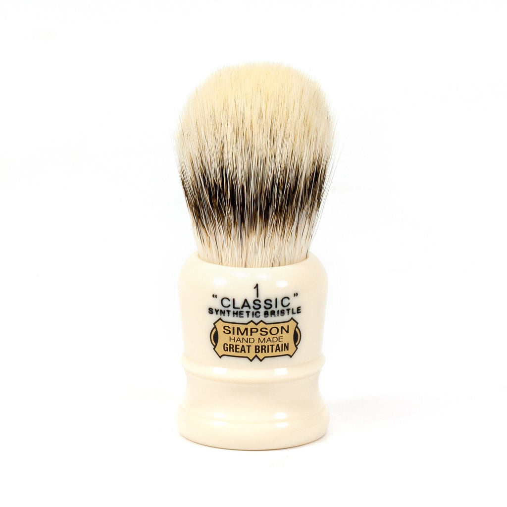Simpsons Classic 1 Platinum Synthetic Shaving Brush, Faux Ivory Handle ...